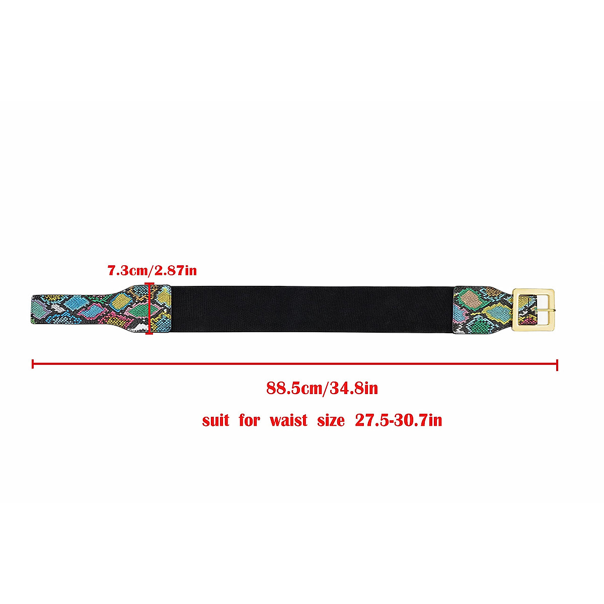 CHIC DIARY Elastic Waist Belt for Women Colorful Snakeskin Wide Cinch Belt Stretchy Waistband