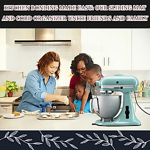 Heimn Sliding Mat and two Cord Organizers compatible with KitchenAid 4.5-5 Qt Tilt-Head Stand (4.5-5Qt Black Mat＋2xBlack Kitchen Accessories, 22x38-8.66x14.96")