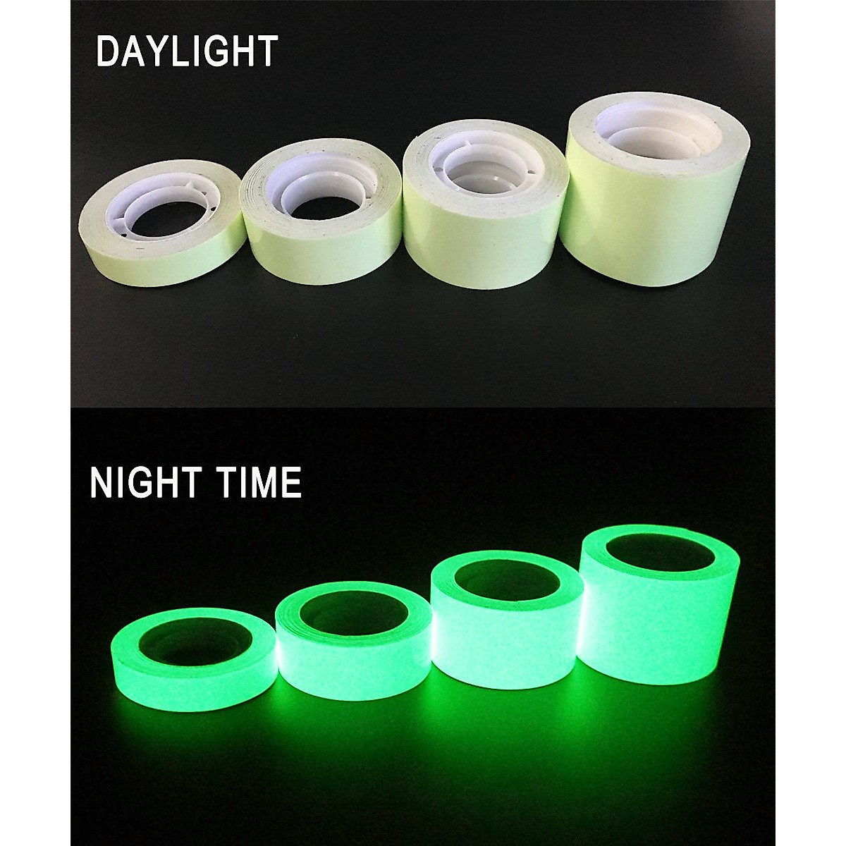 DUOFIRE Glow in The Dark Tape, Luminous Tape Sticker,9.84' Length x 0.47" Width (1.2cmx300cm) High Luminance Glow Removable Waterproof Photoluminescent Glow in The Dark Safety Tape