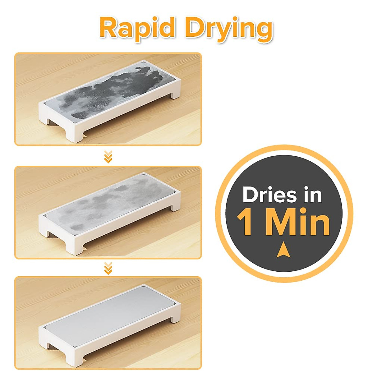 Sink Caddy, EnjoyNest Instant Dry Sink Organizer Sponge Soap Holder for Kitchen Sink Bathroom Countertop Fast Drying Rack Counter Tray Water Absorbing Stone Pedestal Stand Riser for Bottle Brush-White