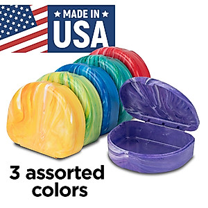 Practicon Marble Retainer Cases, Orthodontic Aligner Case, Mouth Guard Holder (3 Pack) (Assorted)