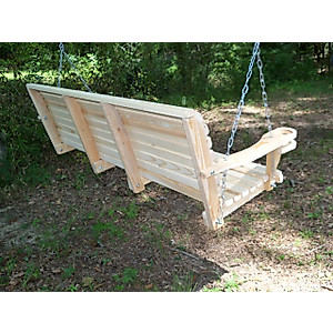 Generic 4FT Cypress Porch Swing Made in USA with Cup arms and Hanging Hardware, Unfinished Natural Wood Tone