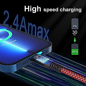 Extra Long iPhone Charger Cable, 20FT/6M Lightning Cord [Apple MFi Certified] Nylon Braided 2.4A Fast Charging Syncing Cable, USB Charging Cable for iPhone14 13 12 11 Pro Max Mini XR XS X