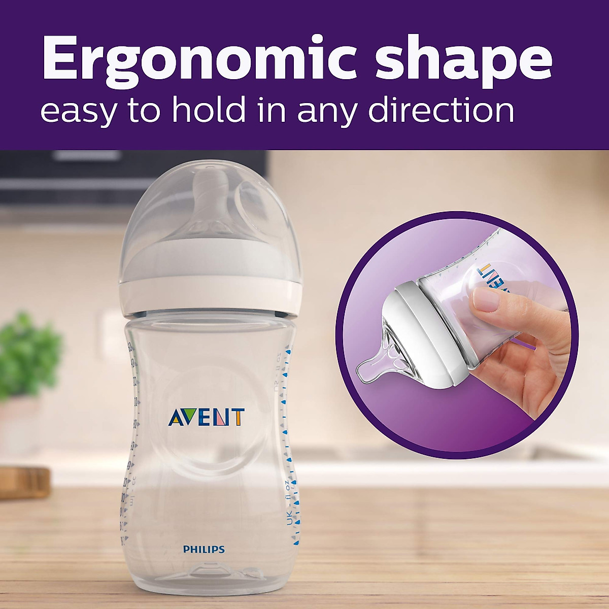 Philips AVENT Natural Glass Baby Bottle, Clear, 4oz, 4pk, SCF701/47