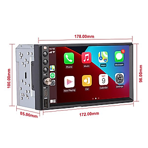 Double din Car Stereo Compatible with Wireless Carplay/Android Auto IPS Touchscreen Car Stereo with Bluetooth/Mirror Link/Hands-Free Calling/FM/AM/EQ