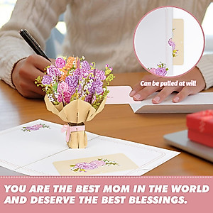 BLOCE Teacher Appreciation Cards, Thank You Cards with Envelopes,Pop Up Flower Bouquet Card for Women Men Kids Husband Wife Mom Dad Daughter