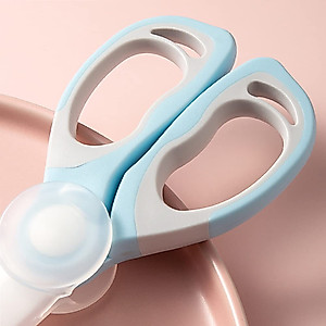 DAMPEN Ceramic Scissors,Soft-grip Handles,Safety Healthy ,Kitchen Scissors,Baby Food Ceramic Scissors with Travel Cover for Kids Food 2 PACK(PINK AND GREEN) (DPS-1)