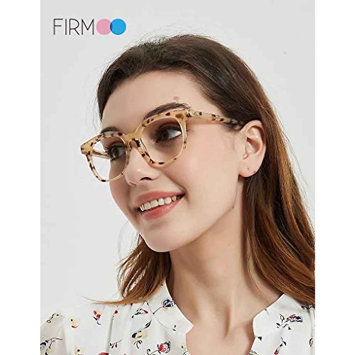 Firmoo Blue Light Blocking Glasses, Anti Headache Anti Eyestrain, Oversized Blue Light Glasses Computer Glasses Blue Light Blocker for Women Men（Ivory Pattern）