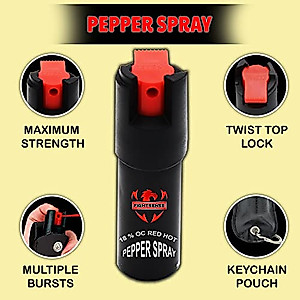 FIGHTSENSE Heavy Duty Pain Pen stun Gun with Flashlight & Pepper Spray for Men and Women self-Defense with 35,000,000 V Intolerable Charge (Black)