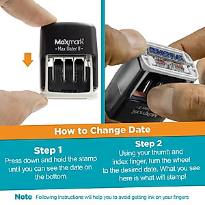 MaxMark Self-Inking Rubber Date Office Stamp with Received Phrase Blue Ink & Date RED Ink (Max Dater II), 12-Year Band