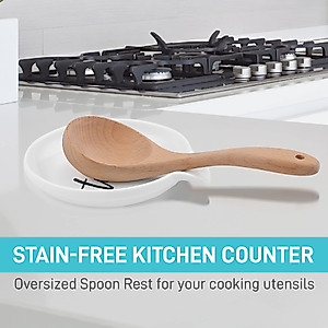 Oversized Spoon Rest for Kitchen - 2 Pack - White Ceramic Farmhouse Design for Cooking - Stove Top, Kitchen Counter, Countertop - Ladle Holder, Spoon Holder, Utensil Rest, Coffee Spoon Rest…