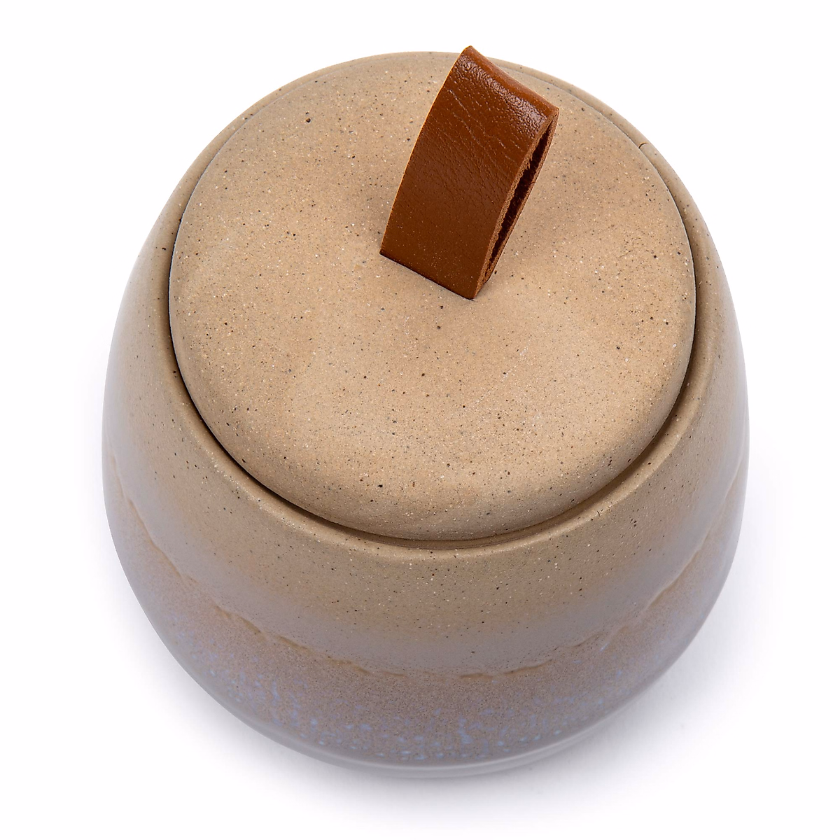 Bodico Beautifully Cotton Pads or Q-Tips, 4 x 3.5 inches, Beige Glazed Ceramic Storage Jar