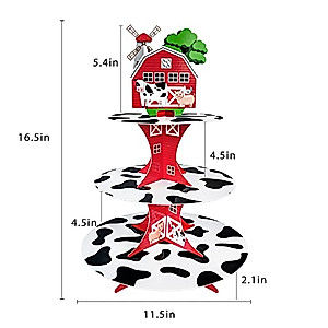 Farm Animal Cupcake Stand, Farm Birthday Party Supplies for Welcome Baby Kids Boys Girls Farm Theme Birthday Party Decorations 3 Tier Cupcake Tower
