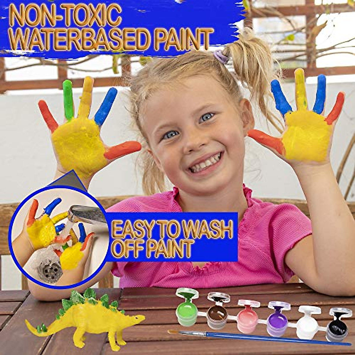 flashbluer Kids Arts and Crafts Painting Kit Dinosaur Toys Kids Art Supplies-Create Your Dino World Painting Toys Christmas Birthday Gifts for 3-12 Years Old Boys and Girls