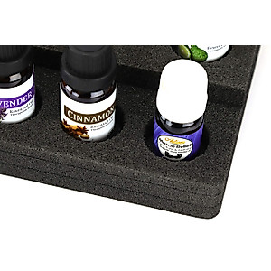 Polar Whale Essential Oil Storage Organizer 2 Tier Display Rack for Home Bathroom Bedroom Office Elegant Modern Durable Black Foam Washable Waterproof Holds 15 (5ml to 15ml) and 5 (5ml) Bottles