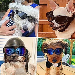 Enjoying Small Dog Sunglasses Dog Goggles Small Breed for UV Protection Snow-Proof Windproof Goggles with Flexible Straps for Puppy Cat - Blue
