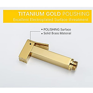 MINJING Handheld Bidet Sprayer, Bathroom Toilet Concealed Single Cold Bidet Spray Set, Square Design Bathroom Bidet Faucet, Solid Brass Shower Douche Kit for Personal Hygiene,Rose Gold