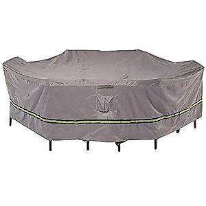 Duck Covers Soteria Waterproof 140 Inch Rectangular/Oval Patio Table with Chairs Cover, Outdoor Table and Chair Cover