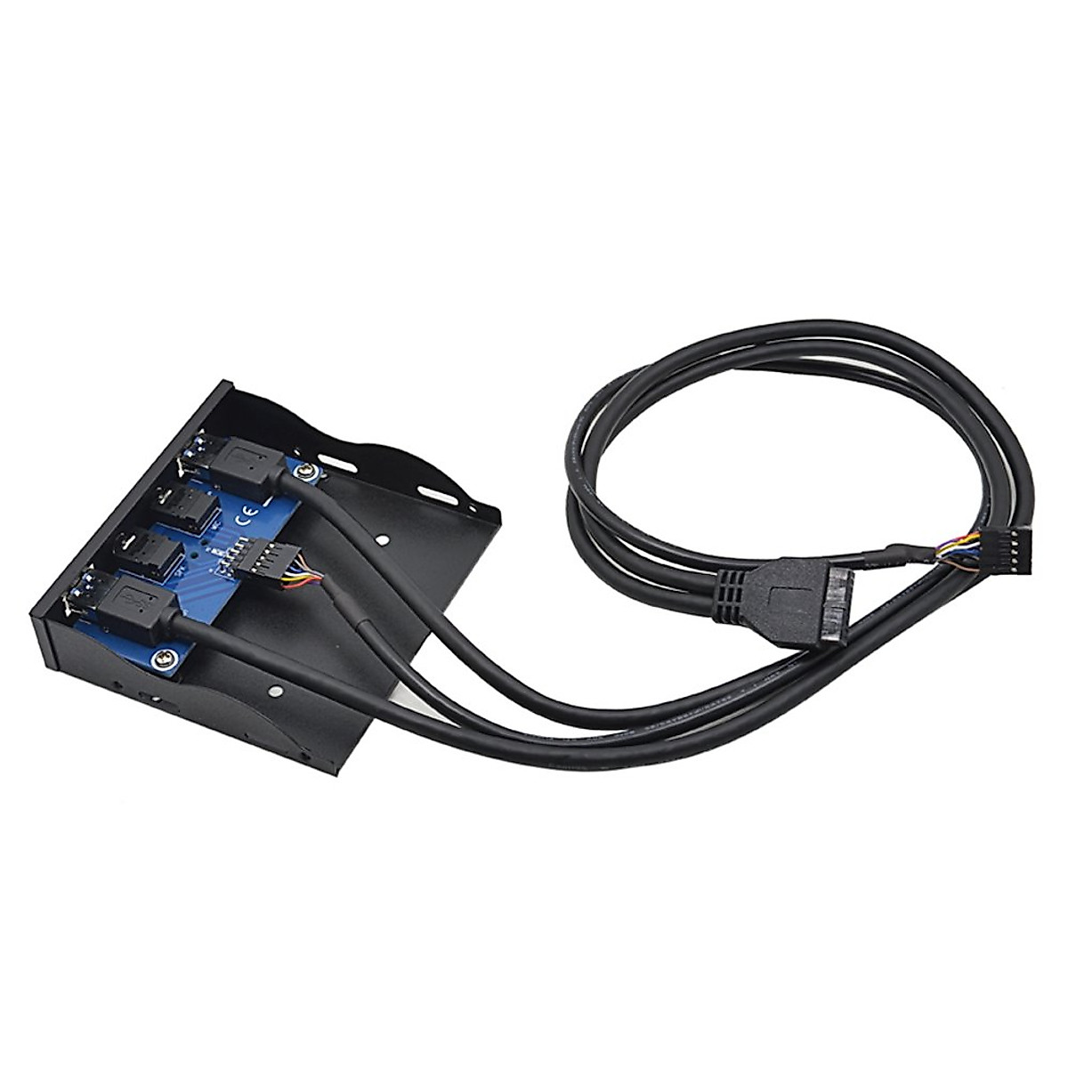 C-Zone 3.5" Floppy Bay High Speed 5 Gbps 20Pin 2 Port USB 3.0 Hub HD Audio 3.5mm Earphone Jack Mic Interface PC Front Panel Adapter