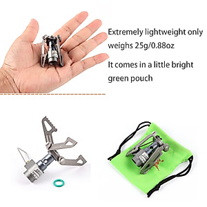 BRS Stove BRS 3000T Stove Ultralight Backpacking Stove Portable Pocket Stove Titanium Camping Gas Burner only 26g with 1 Extra Backup O-Ring