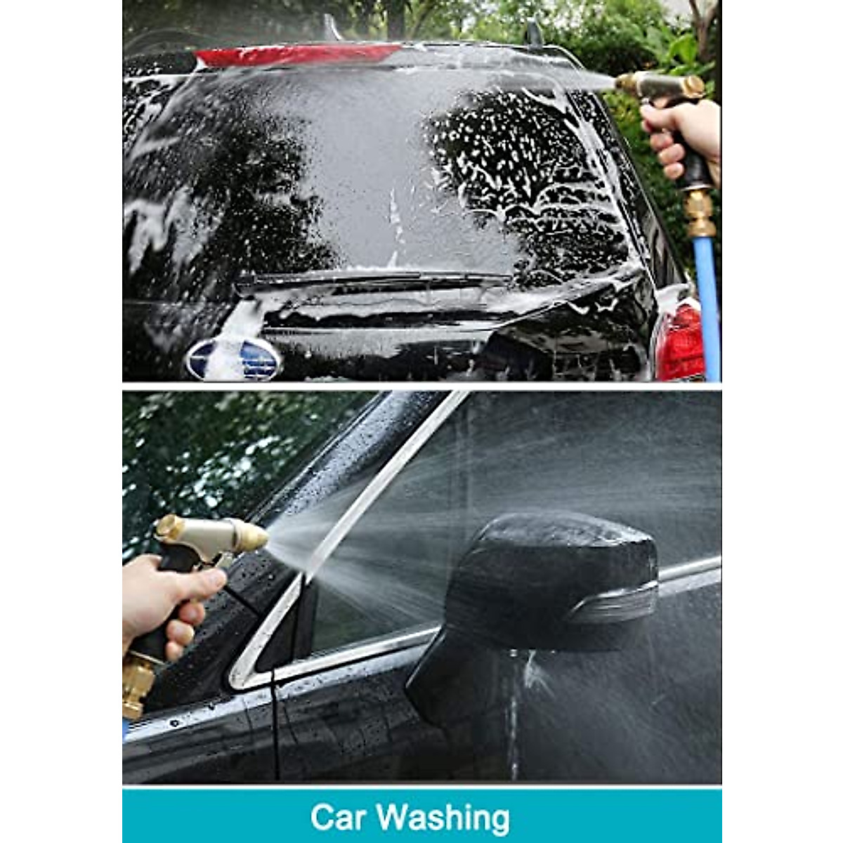 ESOW Garden Hose Nozzle 100% Heavy Duty Metal, Full Brass Nozzle & ABS Non-slip Ergonomic Grip, 4 Watering Patterns, High Pressure Metal Spray Gun for Watering Plants, Car Wash and Showering Dog