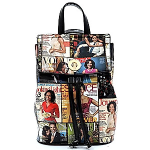 Michelle Obama Magazine Cover Collage Convertible Backpack Crossbody Bag Womens Fashion Purse Obama Satchel Bag (#A-Multi/Black)