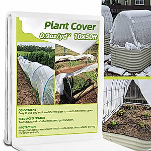 Plant Covers Freeze Protection, 0.9oz 10x50FT Frost Cloth Plant Freeze Protection, Plant Frost Blankets Covers for Outdoor Plants for Winter Cold Weather, Floating Row Cover for Vegetables