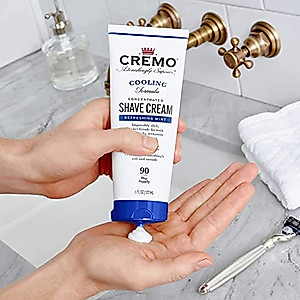 Cremo Barber Grade Cooling Shave Cream, Astonishingly Superior Ultra-Slick Shaving Cream for Men, Fights Nicks, Cuts and Razor Burn, 6 Fl Oz