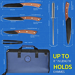 XYJ Portable Chef Knife Set Professional,Cleaver Kitchen Knives,Camping Vegetable Nakiri Knife,Brisket Boning Knives With Blade Guard,Carry Bag Set(6)
