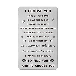 SOUSYOKYO I Choose You Gift Wallet Card, Wedding Day Gifts for Groom from Bride, Valentine's Day Card for Fiance from Fiancee, Sentimental Marriage Quotes Keepsake for Men Him