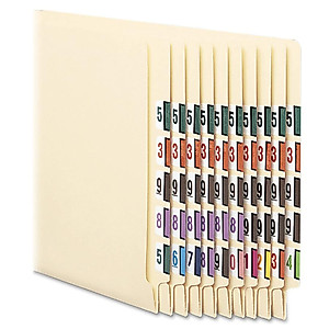 Smead BCCRN Bar-Style Color-Coded Numeric Label, 0-9, Label Roll, Assorted Colors (67380)