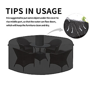 Easy-Going 600D Heavy Duty Round Patio Furniture Cover, Outdoor Table and Chair Set Cover, Waterproof Outdoor Sectional Furniture Set Cover (62" DIAx 28" H, Black)