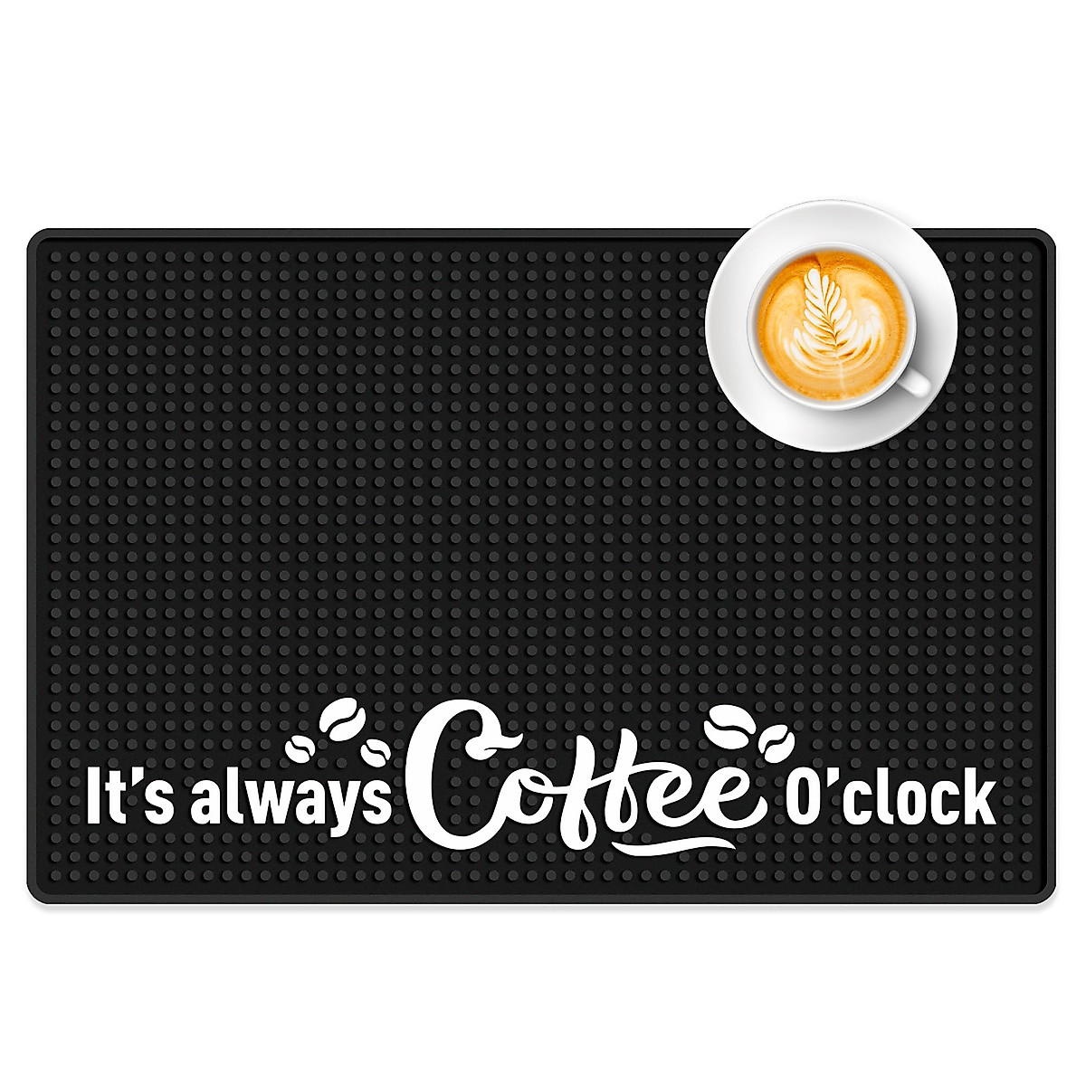 Premium Coffee Bar Mat (18"x12") - Absorbent Coffee Mat & Non-Slip Silicone - Perfect for Coffee Makers, Espresso Machines & Countertops - Stylish, Heavy-Duty & Easy-Clean Accessory for Cafes & Bars