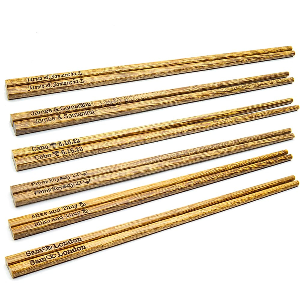 Personalized Reusable Chopsticks Wooden Chop Sticks for Beginners Custom Engraved Chopsticks Chinese Christmas Gifts Housewarming Gifts Unique House Warming Gifts for New Home (60PC)