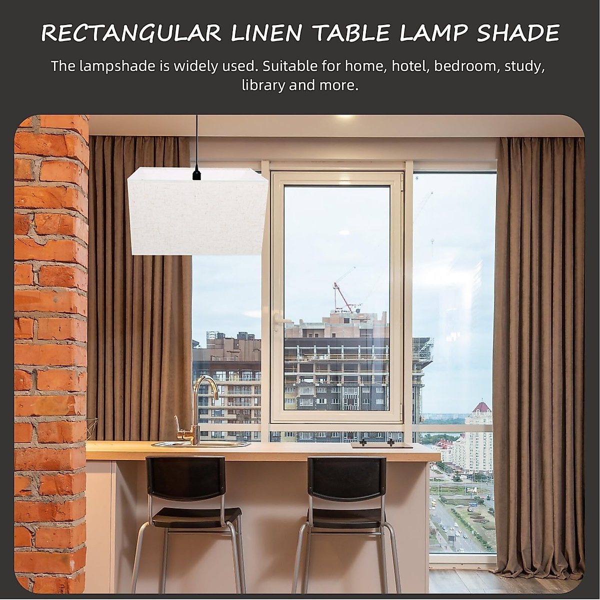Uonlytech Rectangle Lampshade Linen Lampshade Creative Desktop Lampshade Home Simple Lampshade Decorative Lamp Shade