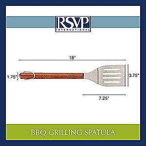RSVP International Endurance BBQ Grill Spatula Flipper, 18" | Flip Burgers & Other Food w/ Long Handle that Keeps Hands Safe from Fire | Made from Stainless Steel & Rosewood