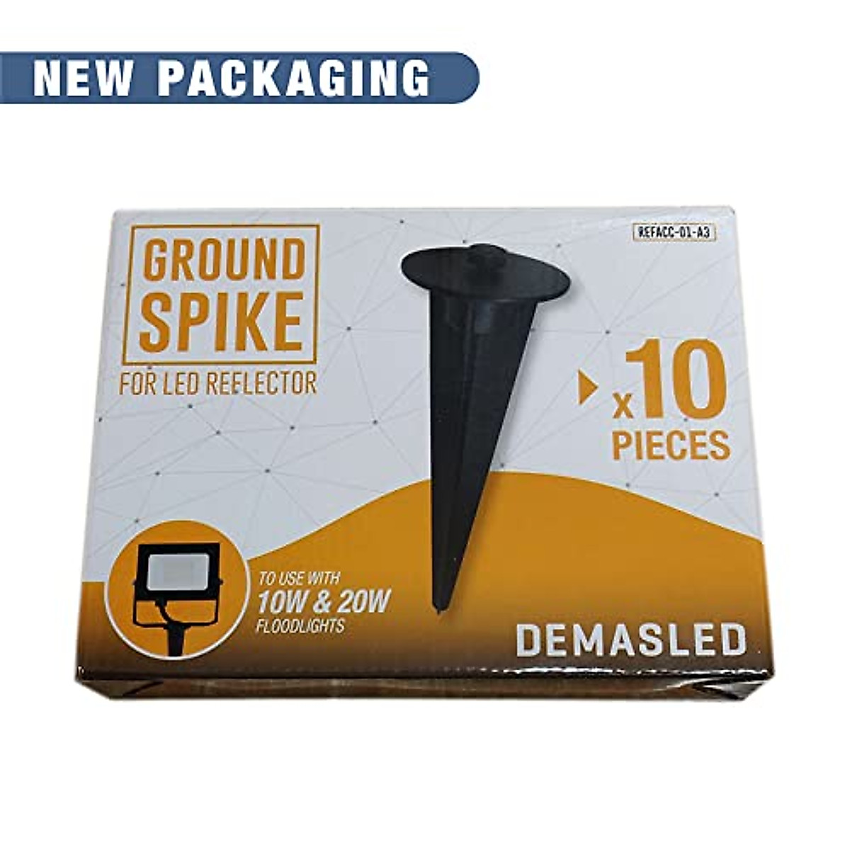 DEMASLED 10 pcs Metal Ground Stake for 10W - 20W LED Flood Light Holder 6.6 in - 16.8cm for Outdoors, Gardens and Yard