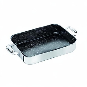 Mepra Glamour Stone 302190 Roaster Pan - 35 x 25cm, Stainless Steel Cookware, Dishwasher Safe Kitchenware