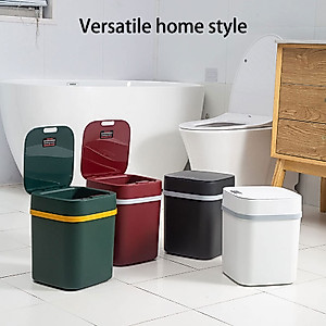 DWLOMHE Automatic Induction Trash, Home Smart Garbage Bin, Automatic Touchless Infrared Motion Sensor Trash Can Combo Set, Removable Liner Bucket with Handles, White