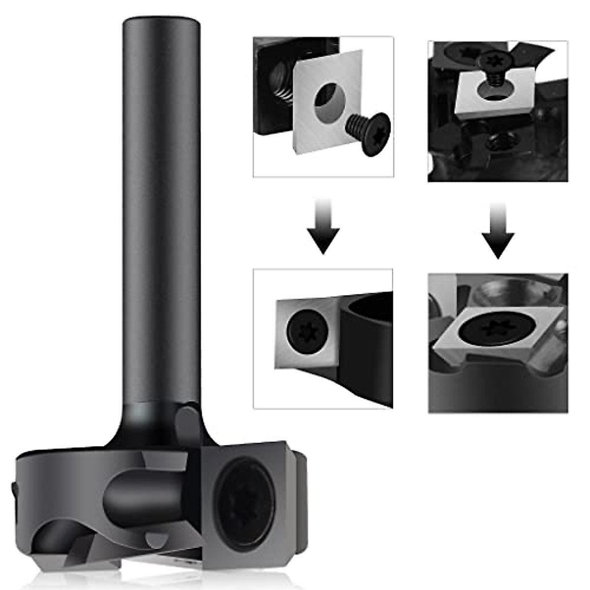 SpeTool CNC Spoilborad Surfaing Router Bit 1" Cutting Diameter 2+2 Flute with 1/4" Shank Router Planning Dado Cleaning Planer Bit