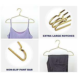 Amber Home Premium Matte Gold Aluminum Coat Hangers 20 Pack, 16.5” Extra Smooth & Durable Metal Shirt Dress Hanger, Light & Sturdy Metal Rack for Jacket Trouser Pant Slack