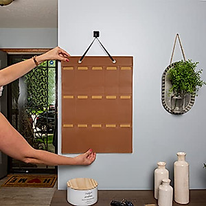 Sunnies Spot! Leather Hanging Glasses Sunglass Wall Holder Organizer With 15 Storage Slots (Brown)