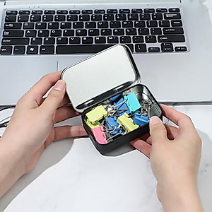 Bewudy 3 PCS Metal Rectangular Hinged Tin Boxes with Lid, Mini Metal Tin Box, Containers Portable Box, Small Storage Kit Home Organizer for Storage Candies Jewelry Crafts