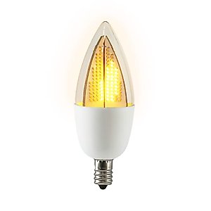 Euri Lighting Flickering Flame Bulb, ECA9.5-2120fc, LED CA9.5 Candelabra, E12, 1W (6W Equal), Warm White 1800K, Non-Dim, 80lm, 120° Angle, White Housing, UL Listed, One Count