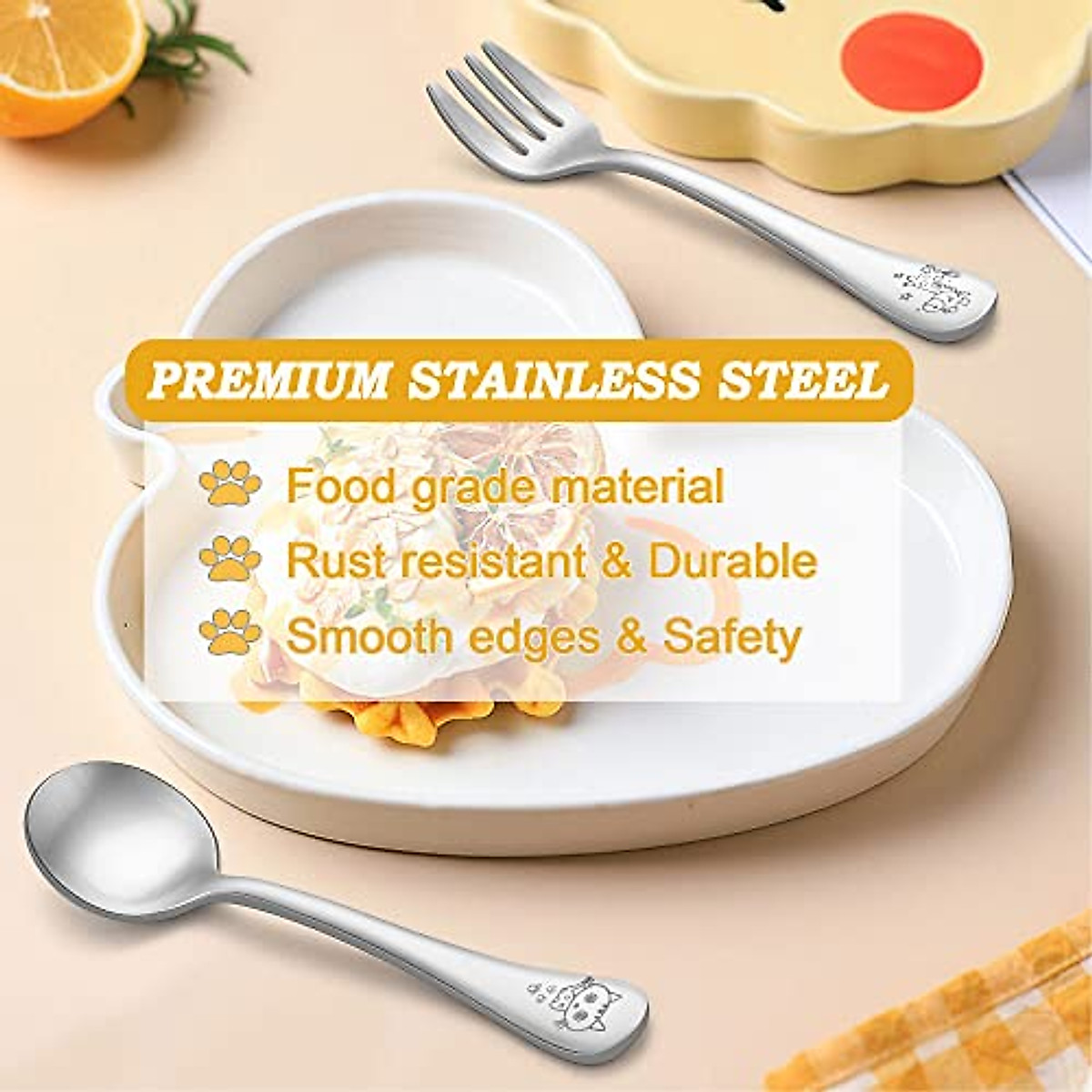 14-Piece Kids Silverware Set, LIANYU Toddler Forks and Spoons for 2-6 Year Old, Stainless Steel Preschooler Children Flatware Cutlery Set, Includes 7 Forks 7 Spoons, Dishwasher Safe