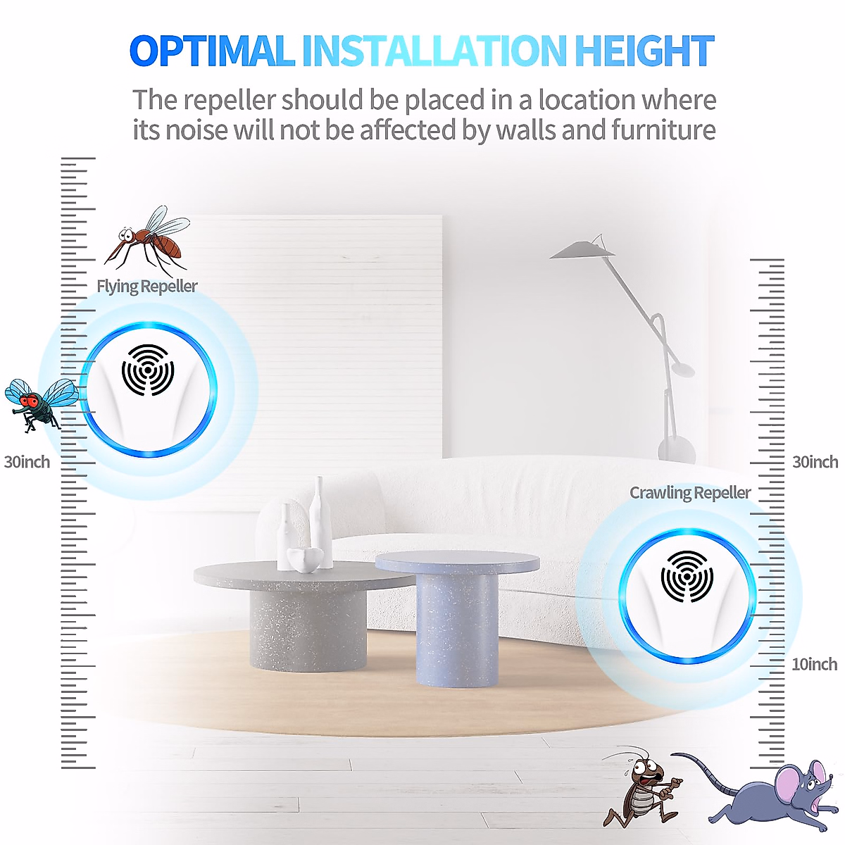 Lickoon 6 Packs Ultrasonic Pest Control Repeller, Electronic Pest Repellent Plug in Indoor for Insect Roaches Spider Ant Bug Rat Rodent Mouse Repellent for House Kitchen Garage Warehouse