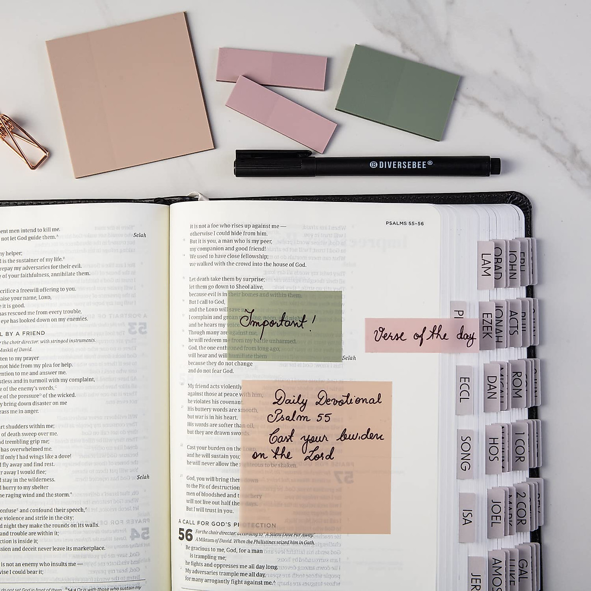 DiverseBee Pastel Transparent Sticky Notes, Cute Clear Sticky Tabs, Translucent Page Flags Book Markers Stickers, Planner Accessories Sticky Notes 3x3, Bible Journaling Study Office School Supplies