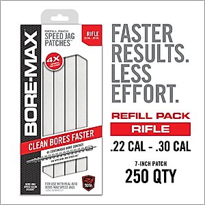 Real Avid Bore-Max Speed Patches Refill Pack, Gun Cleaning Supplies, Pistol/Rifle Cleaning Patches, 250-Count (Rifle .22cal - .30cal (8")),white