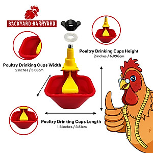 Backyard Barnyard 4 Pack NO PECK Poultry Cup Waterer Drinker for Chicken Ducks Quail (Hardware Included) Chooks Bebederos para Gallinas
