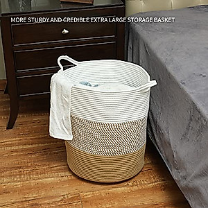 ZLG Cotton Rope Basket 14.15x18.1x15.94Inch Baby Laundry Basket Toy Storage Basket large baskets for blankets